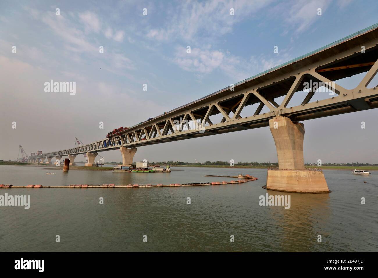 Munshiganj, Bangladesh - March 04, 2020: Construction work of Padma ...