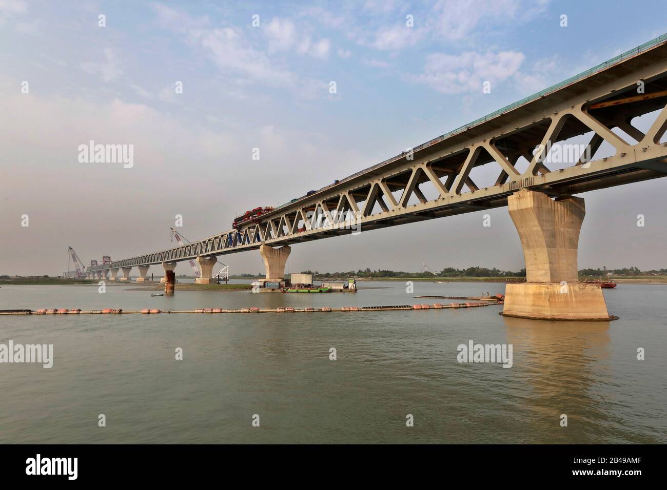 Munshiganj, Bangladesh - March 04, 2020: Construction work of Padma ...