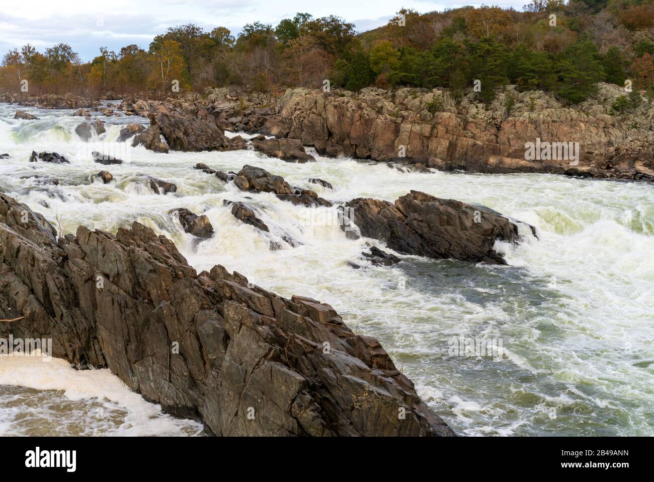 Rapids at the Great Falls Park, Maryland. Overlooking the Potomac River ...