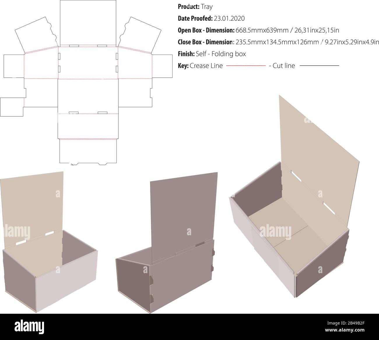 Tray Triple Box template die cut vector Stock Vector Image & Art - Alamy