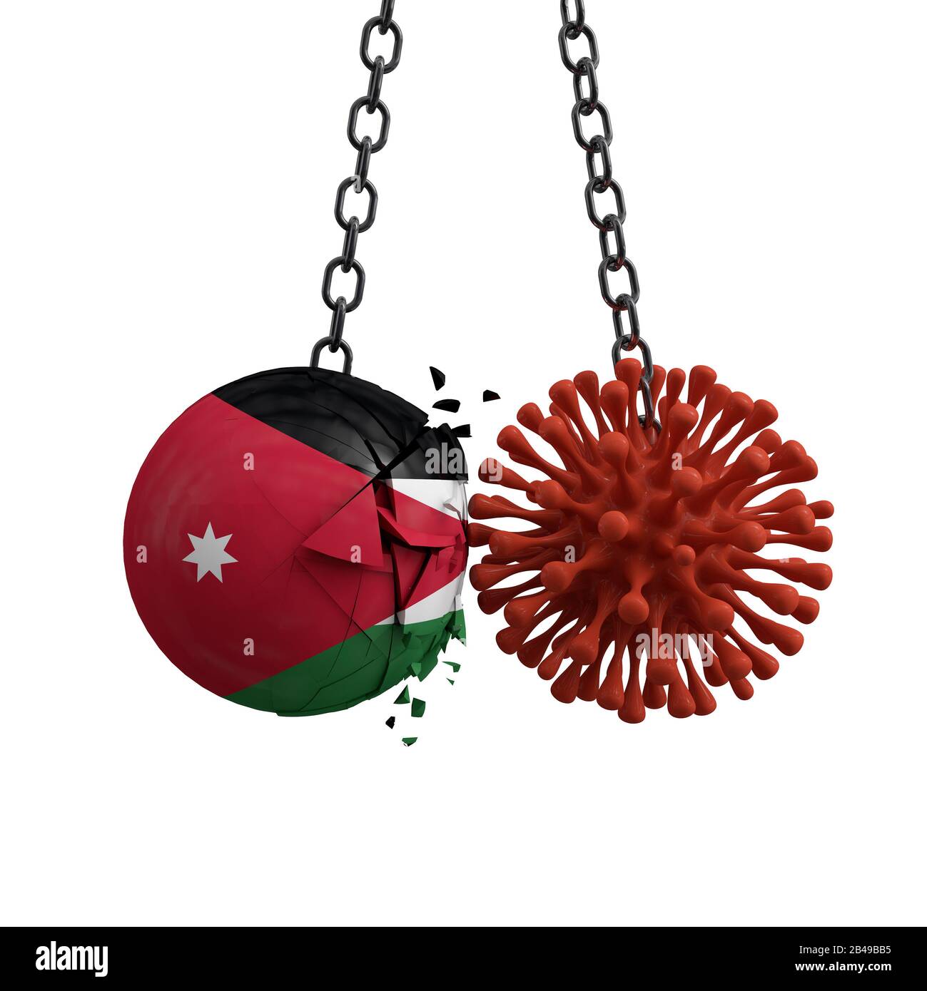 Jordan ball smashes into a virus disease microbe. 3D Render Stock Photo ...