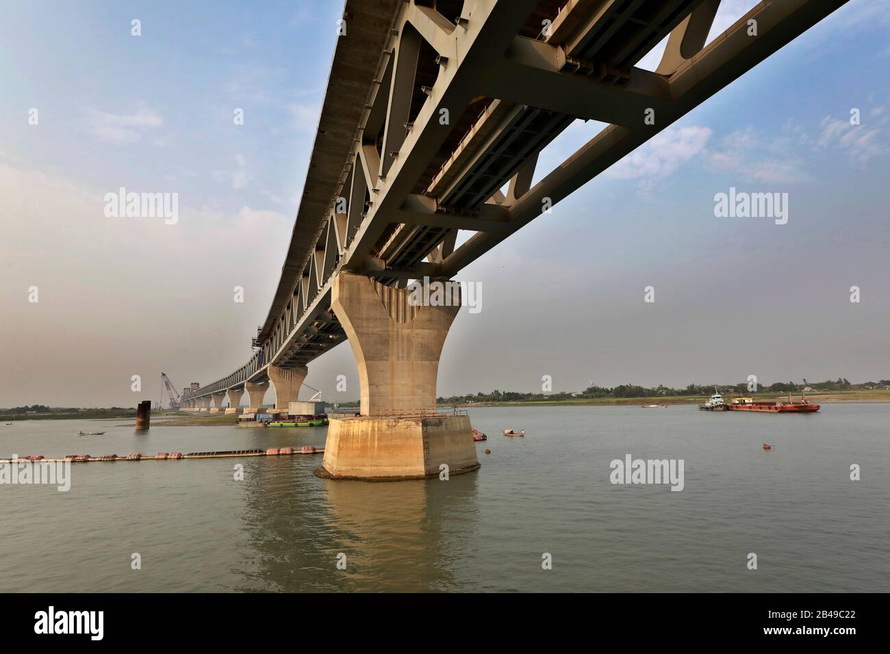 Munshiganj, Bangladesh - March 04, 2020: Construction work of Padma ...