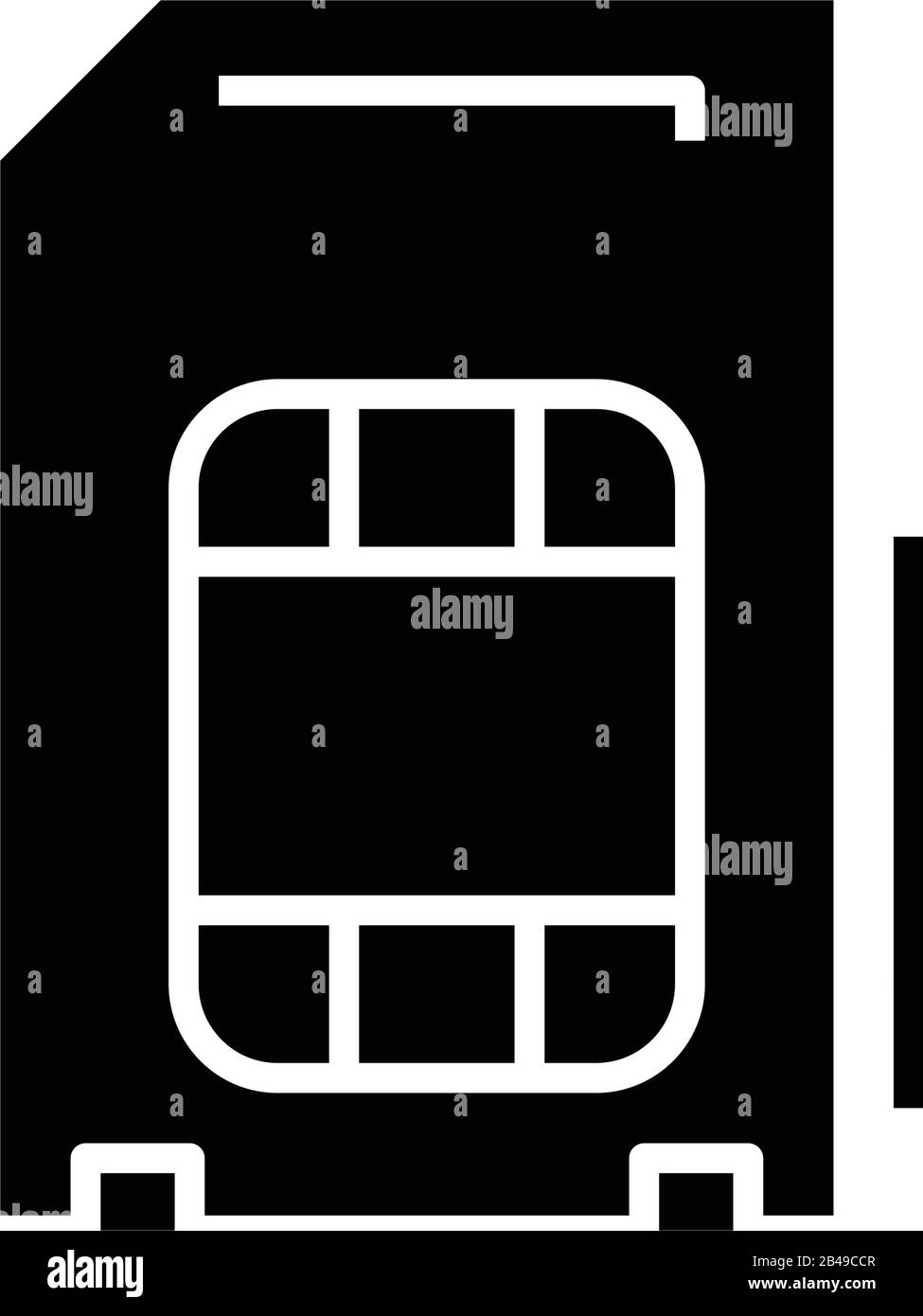Sim card black icon, concept illustration, vector flat symbol, glyph ...