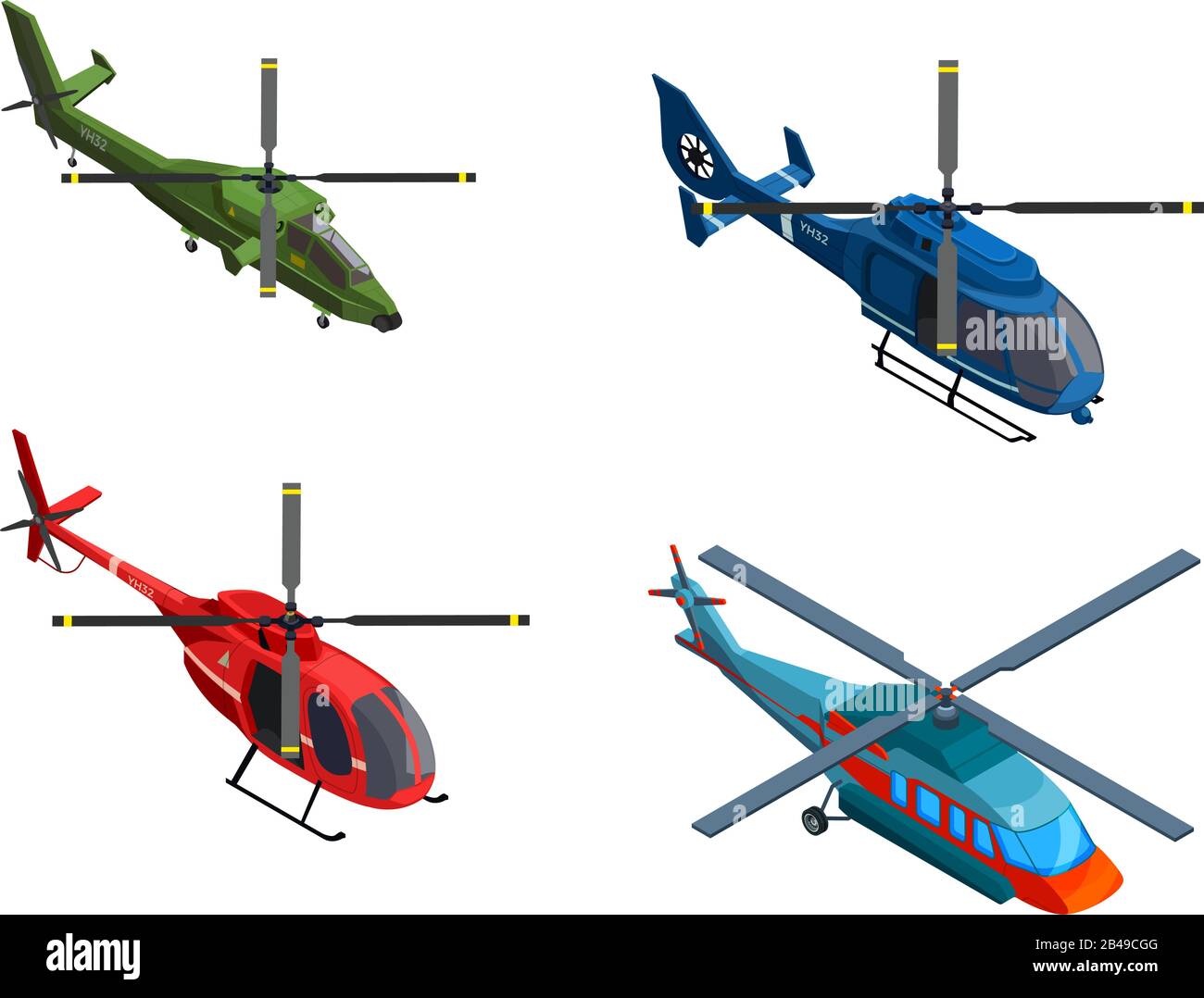 Illustration of helicopters, with white background vector Stock Vector ...