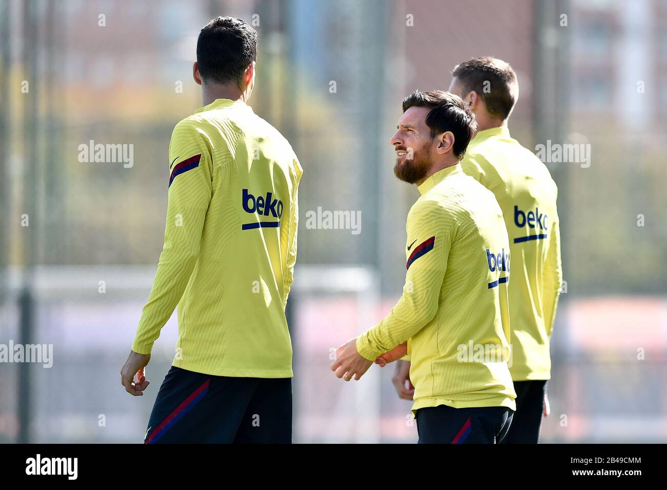 Barcelona, Spain. 06th Mar, 2020. Sergio Busquets, Leo Messi and ...
