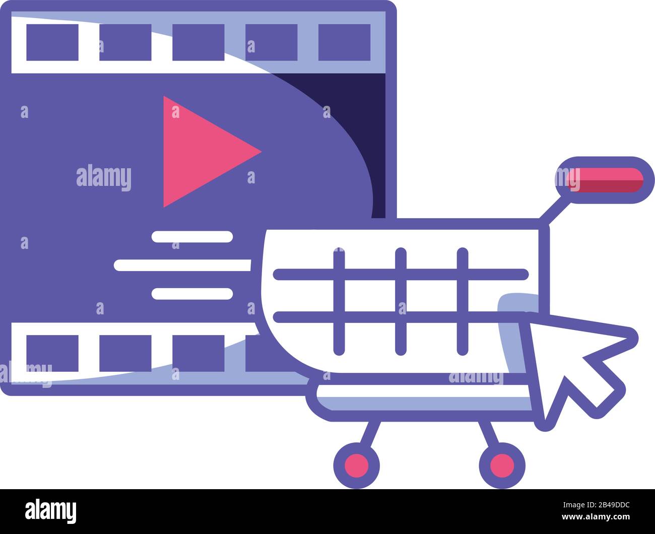 media player frame with play button on white background vector ...