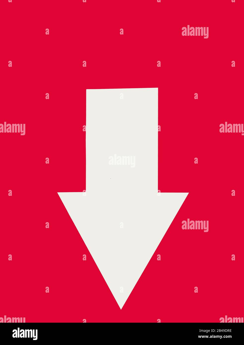 White arrow on red pointing downwards Stock Photo - Alamy