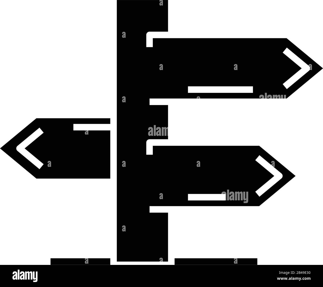 Signpost black icon, concept illustration, vector flat symbol, glyph ...