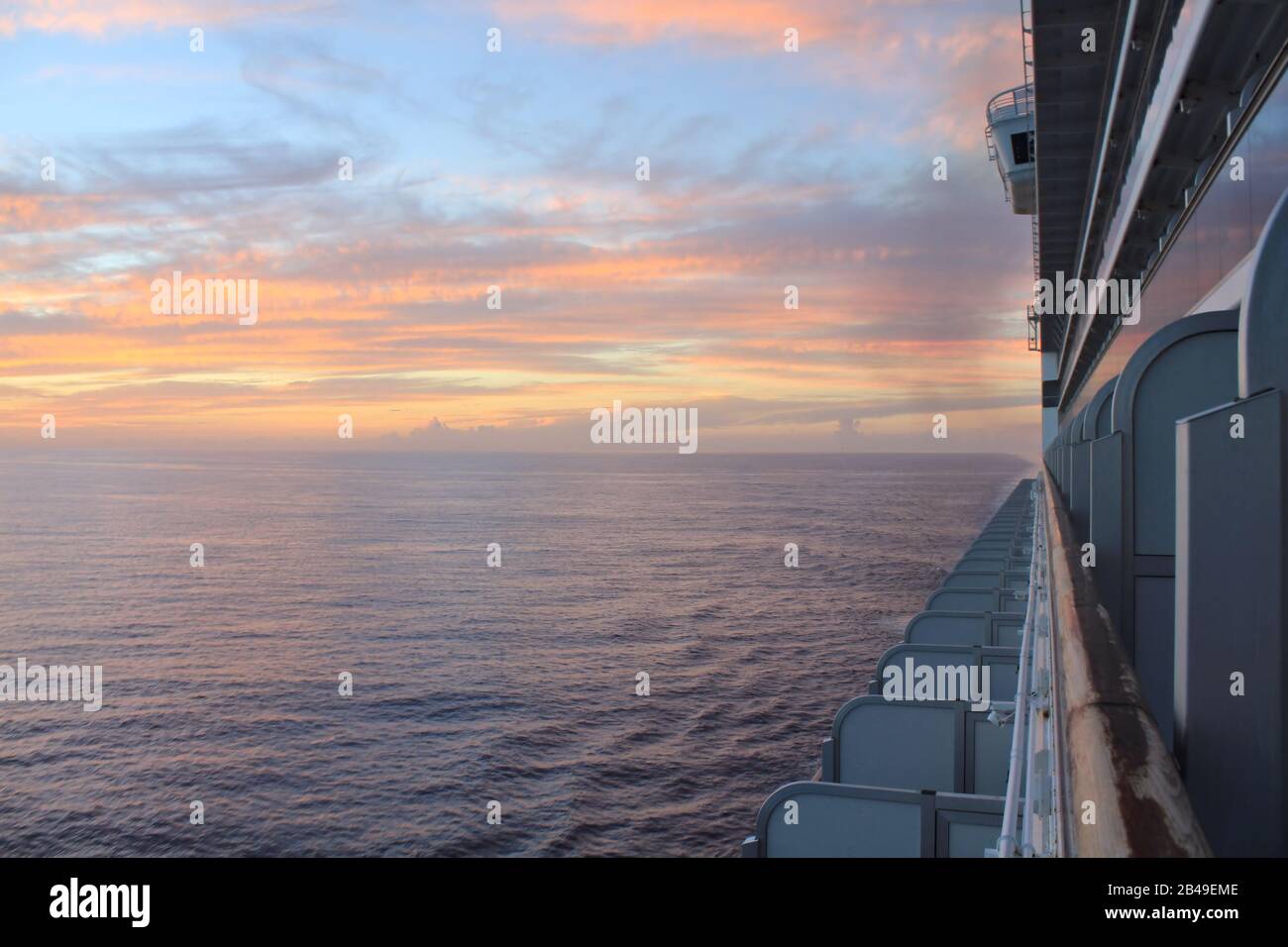 Sunset over Caribbean ocean. View from cruise ship Stock Photo - Alamy