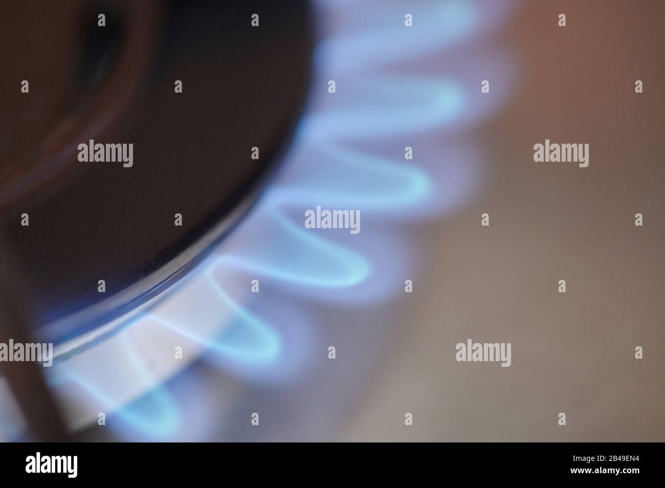 Blue gas flame close up view. Cooking on gas theme Stock Photo - Alamy