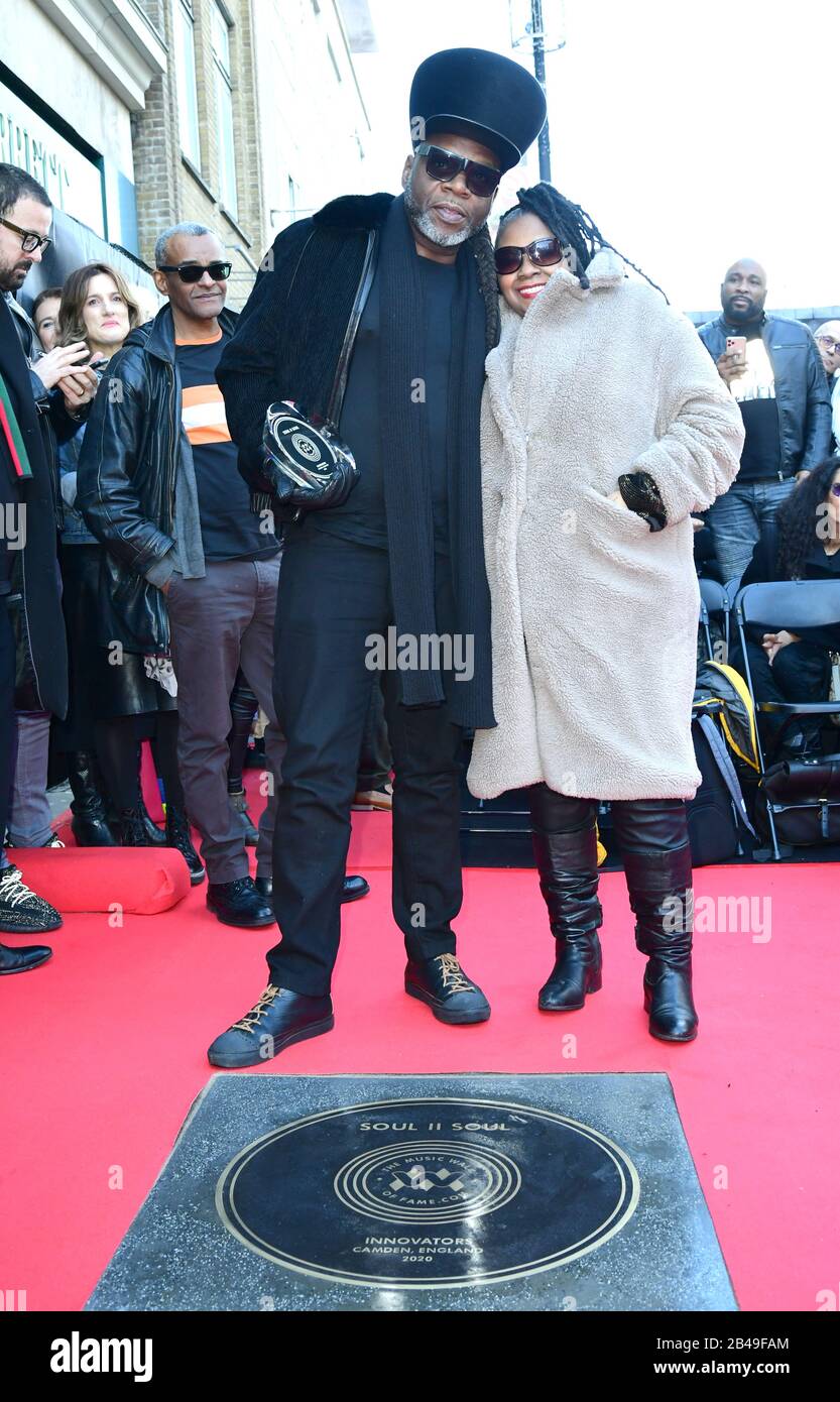 Jazzie B and Caron Wheeler attending the unveiling of a stone for Soul ...