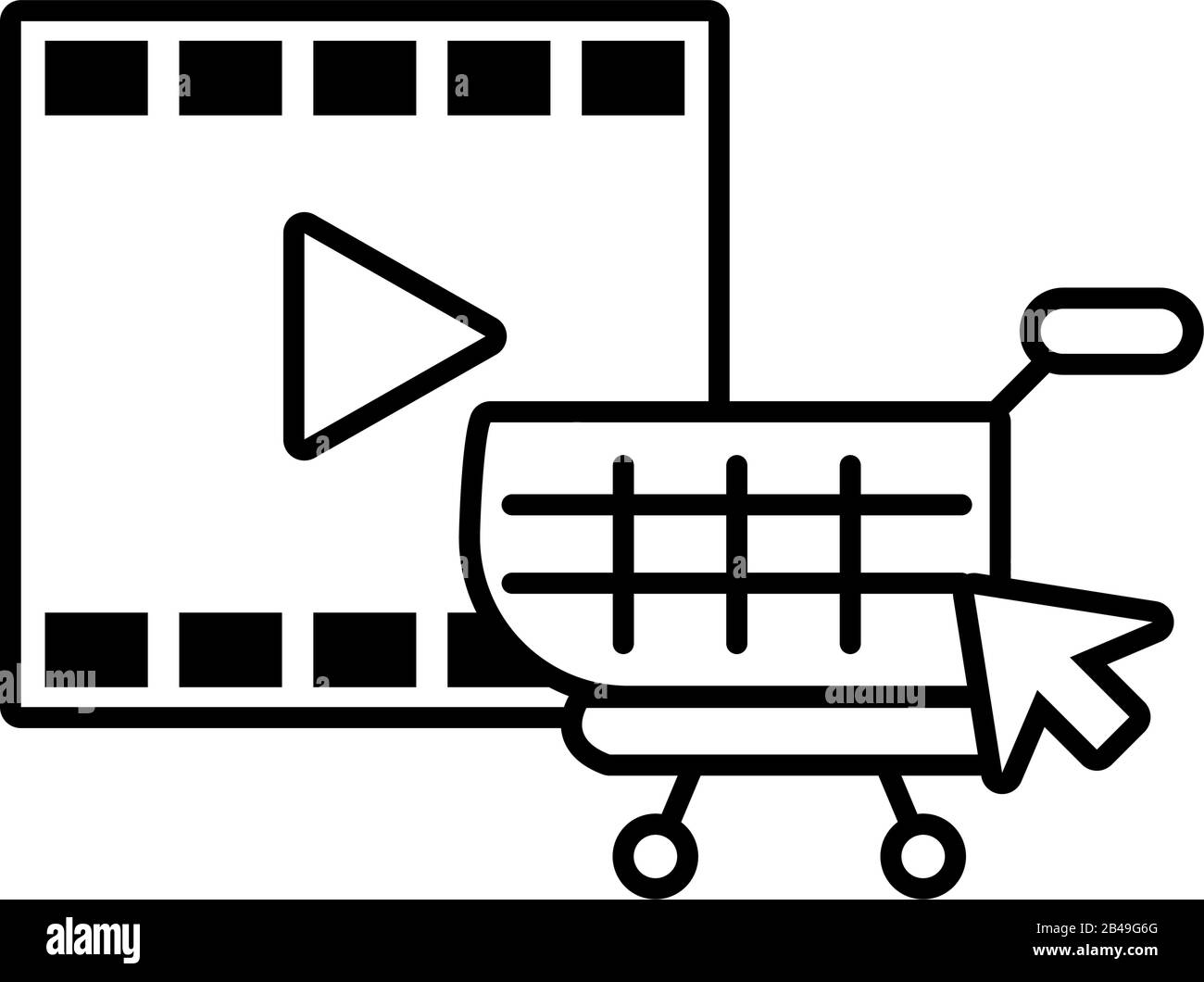 media player frame with play button on white background vector ...