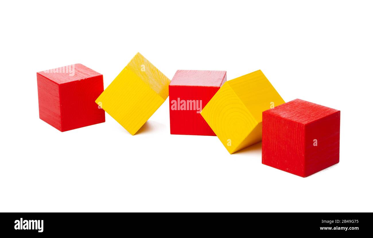 Wooden building blocks isolated on white background. creative photo ...