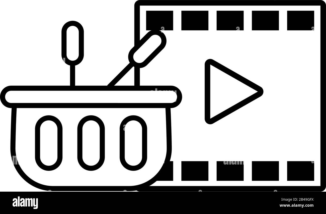 media player frame with play button on white background vector ...