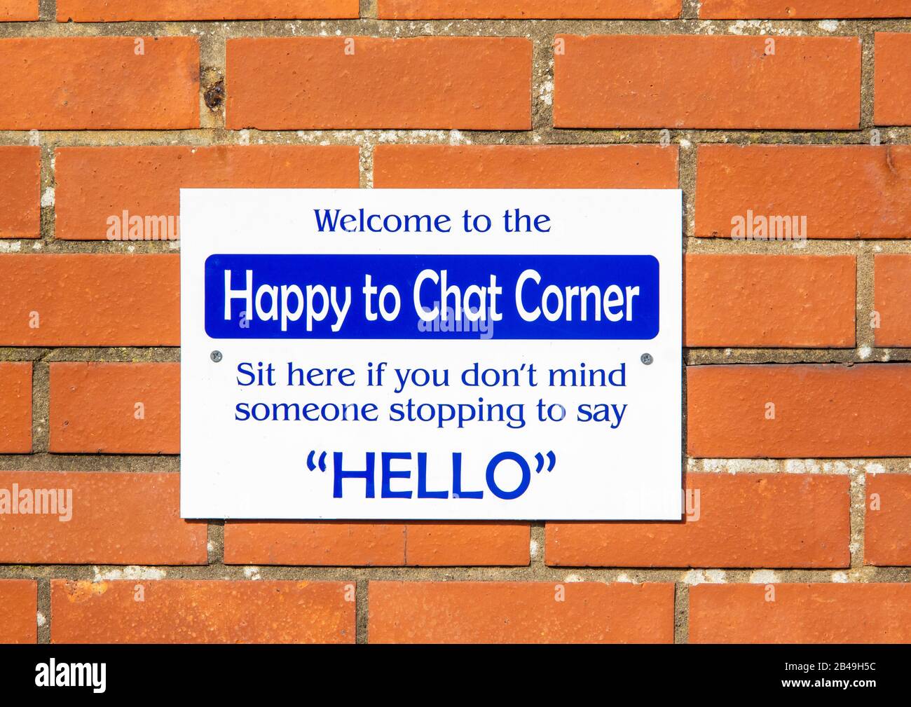 Happy to chat sign on a wall at the beach in Hornsea England Stock ...