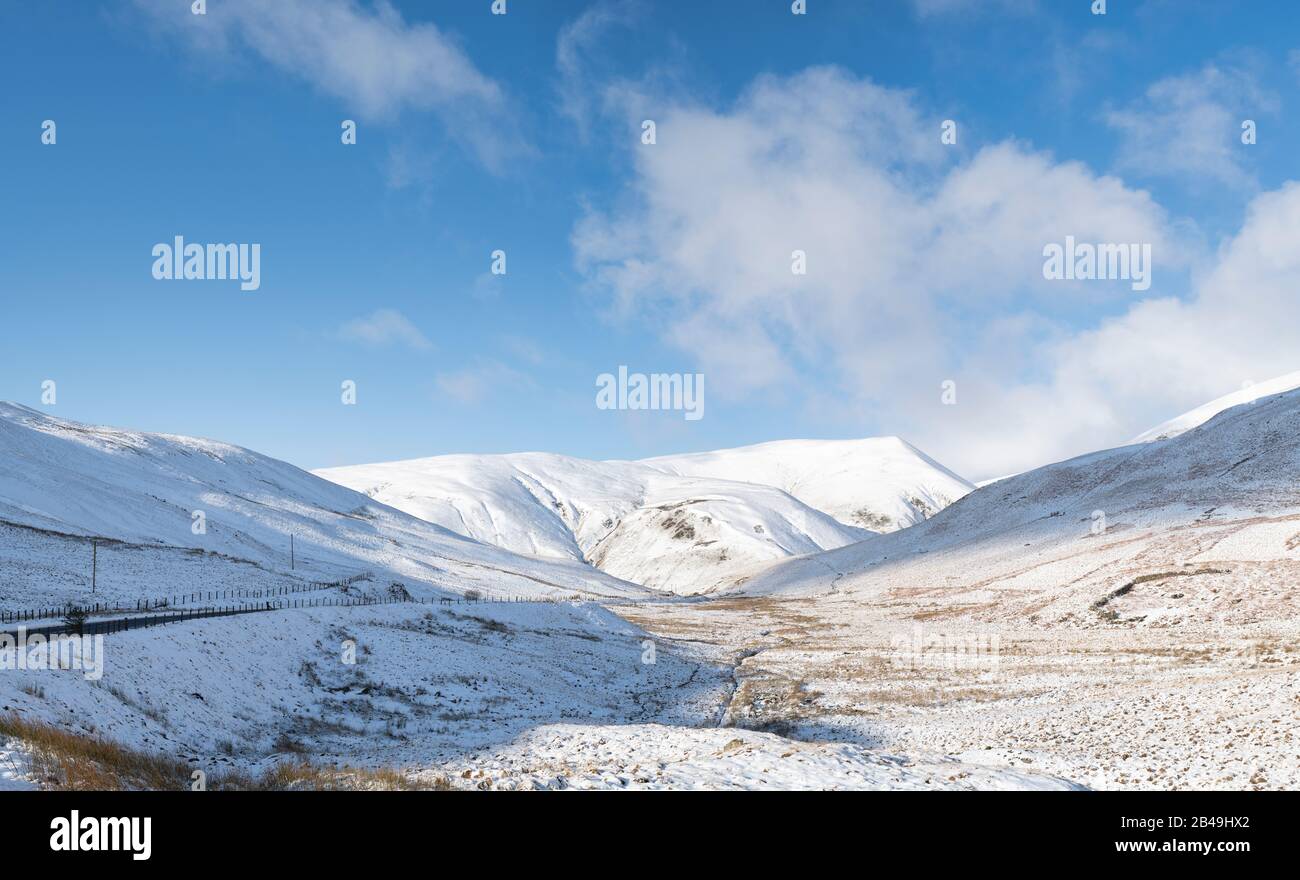 Dalveen Pass in the snow. Lowther Hills, Dumfries and Galloway ...