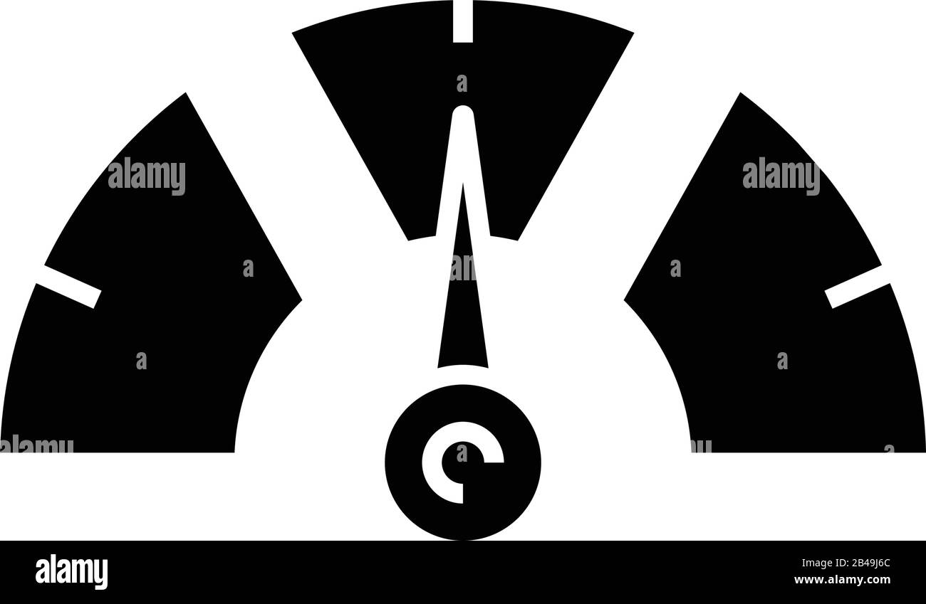 Speed meter black icon, concept illustration, vector flat symbol, glyph ...