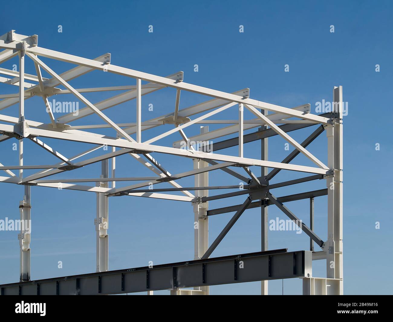 Background with metal structures fire protection coating over clear ...