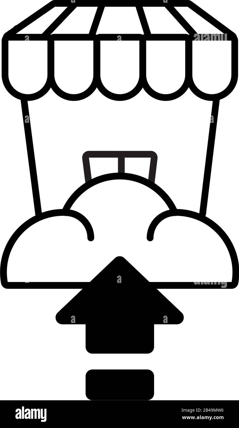 shop front with striped tent on white background vector illustration ...