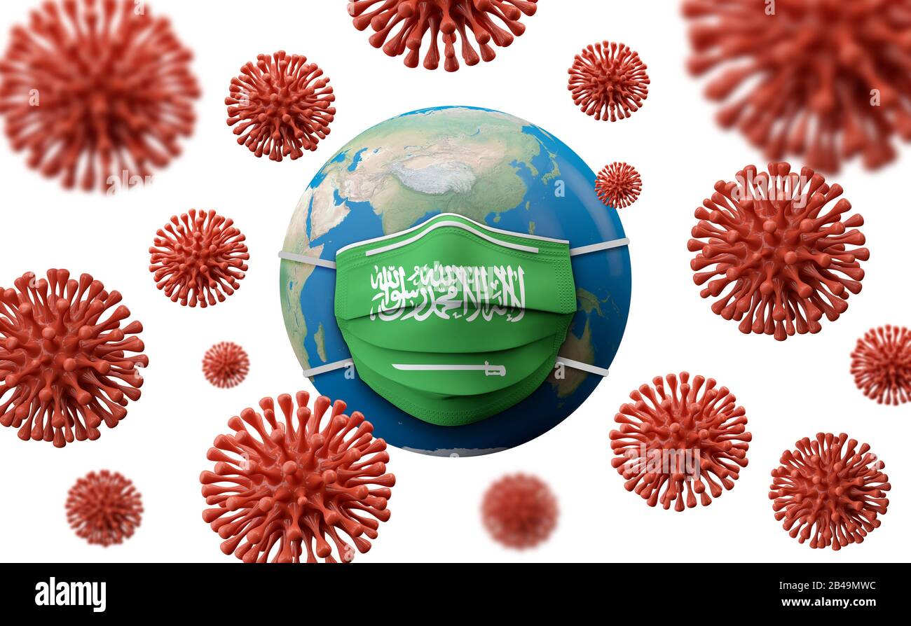 Saudi Arabia flag protective medical mask. 3D Rendering Stock Photo - Alamy