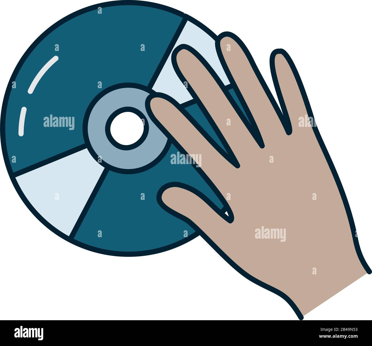 hand with cd line and fill style icon design, Music sound melody song ...