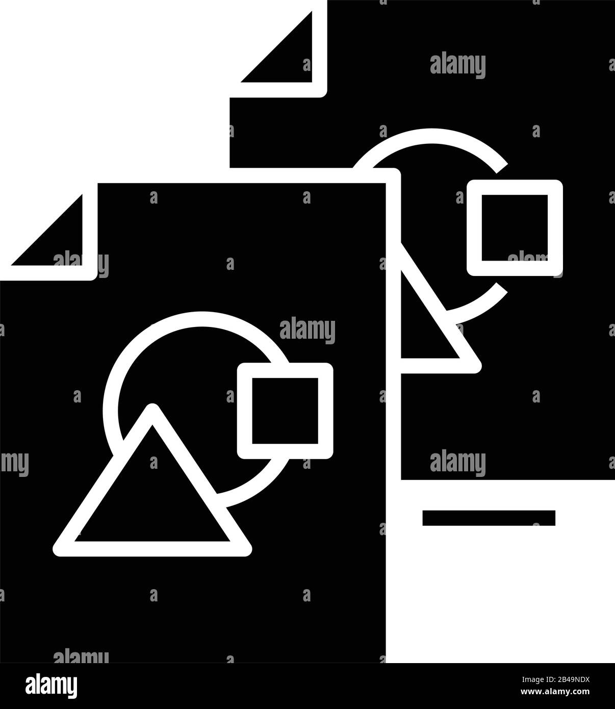 Similar files black icon, concept illustration, vector flat symbol ...