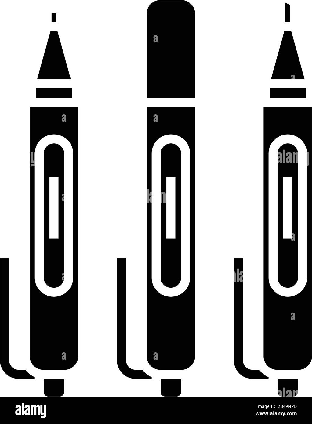 Sketching pens black icon, concept illustration, vector flat symbol ...