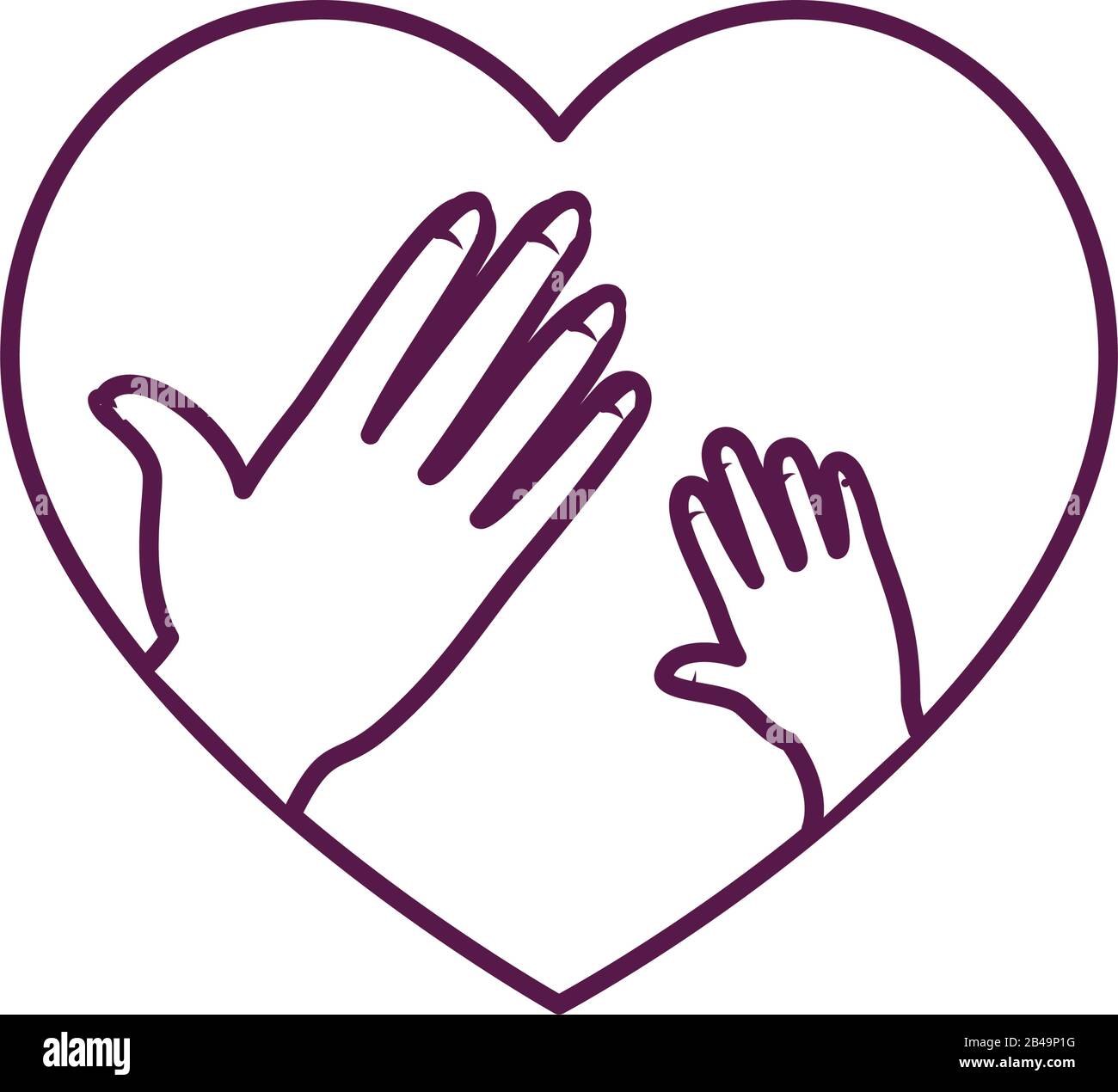 baby and mother hand inside heart line style icon design, Child newborn ...