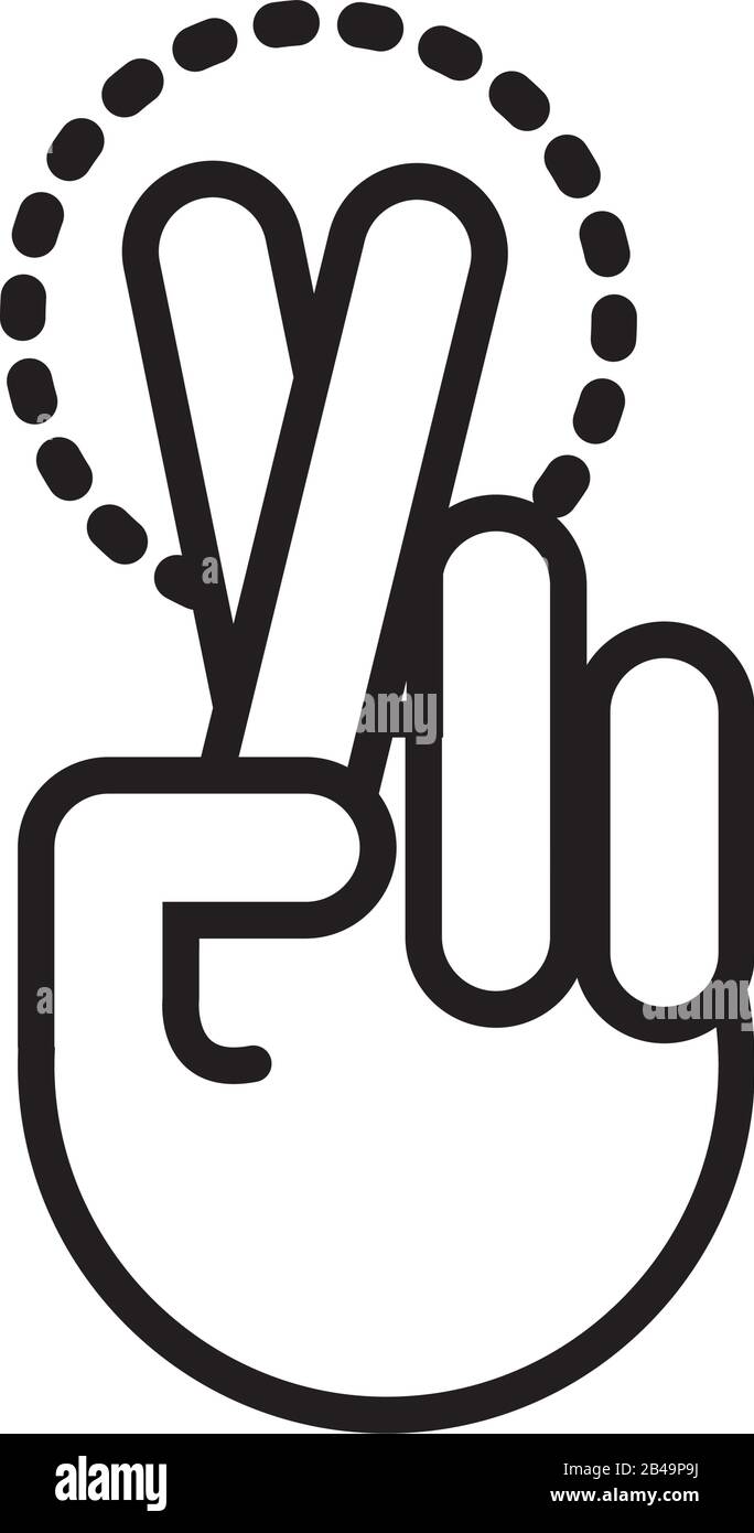 hand crossing fingers signal line style Stock Vector Image & Art - Alamy