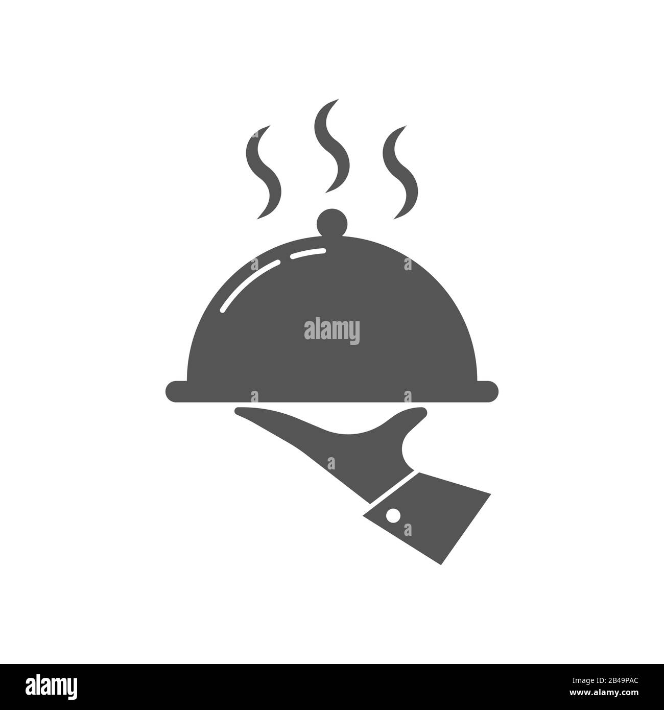 Tray on the hand icon. Vector Illustration on the white background ...