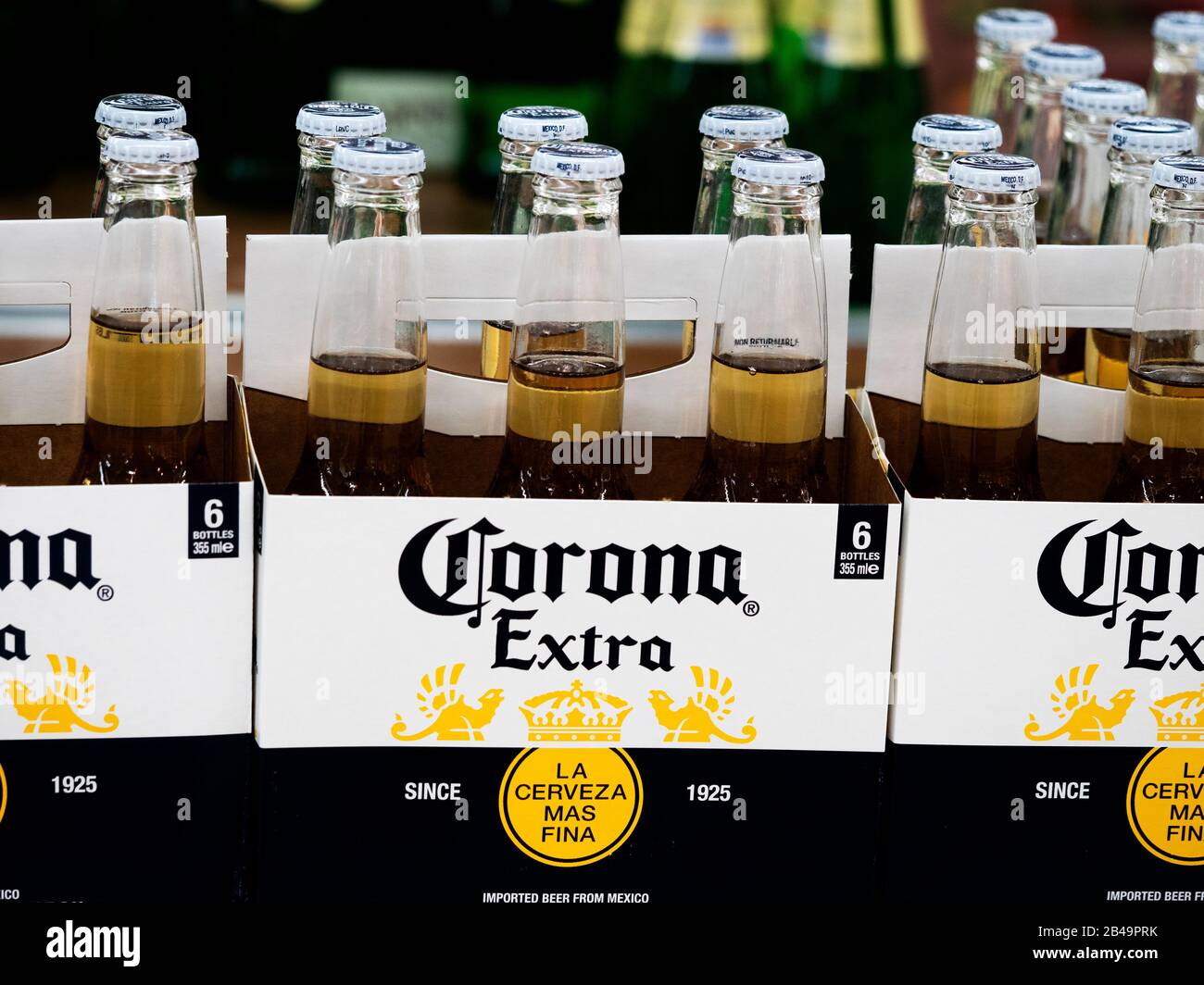 Bottles of Corona beer on a shelf in a store Stock Photo - Alamy