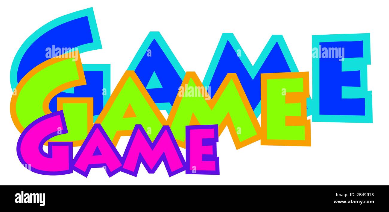 game text different sizes and colors fun illustration Stock Photo - Alamy