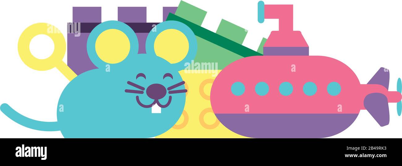 toys for small children, wooden and plastic toys vector illustration ...