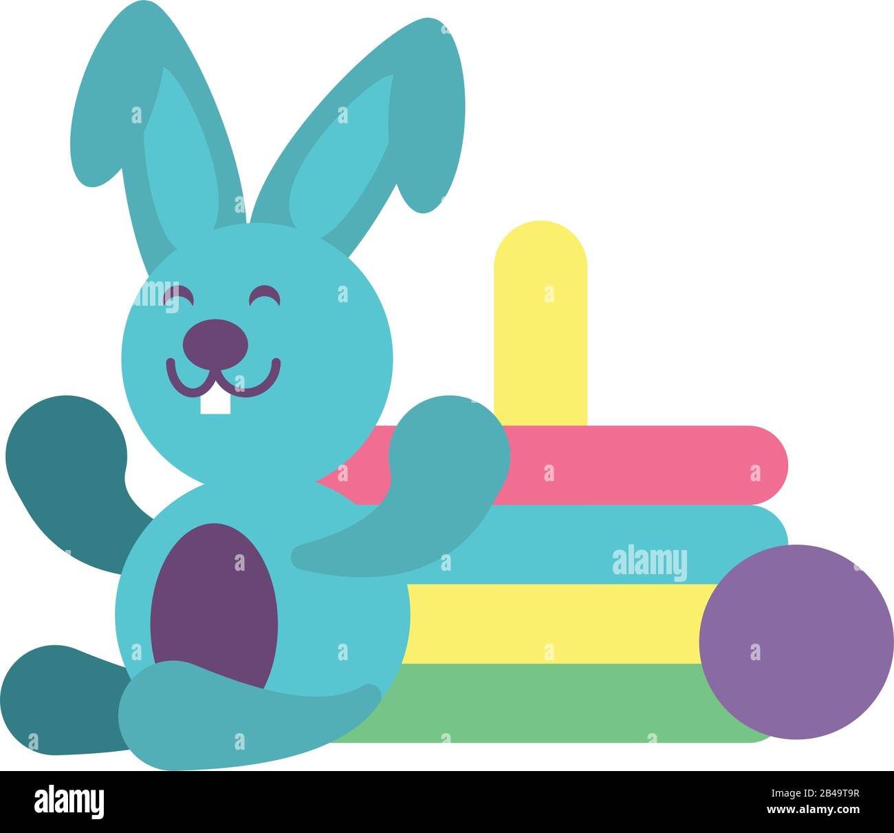 rabbit and pyramid on white background, baby toys vector illustration ...