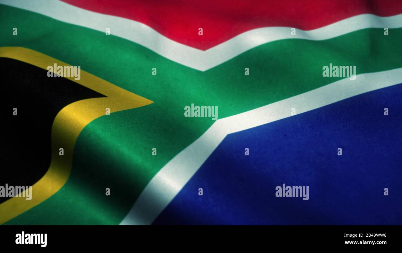 South Africa flag waving in the wind. National flag of South Africa ...