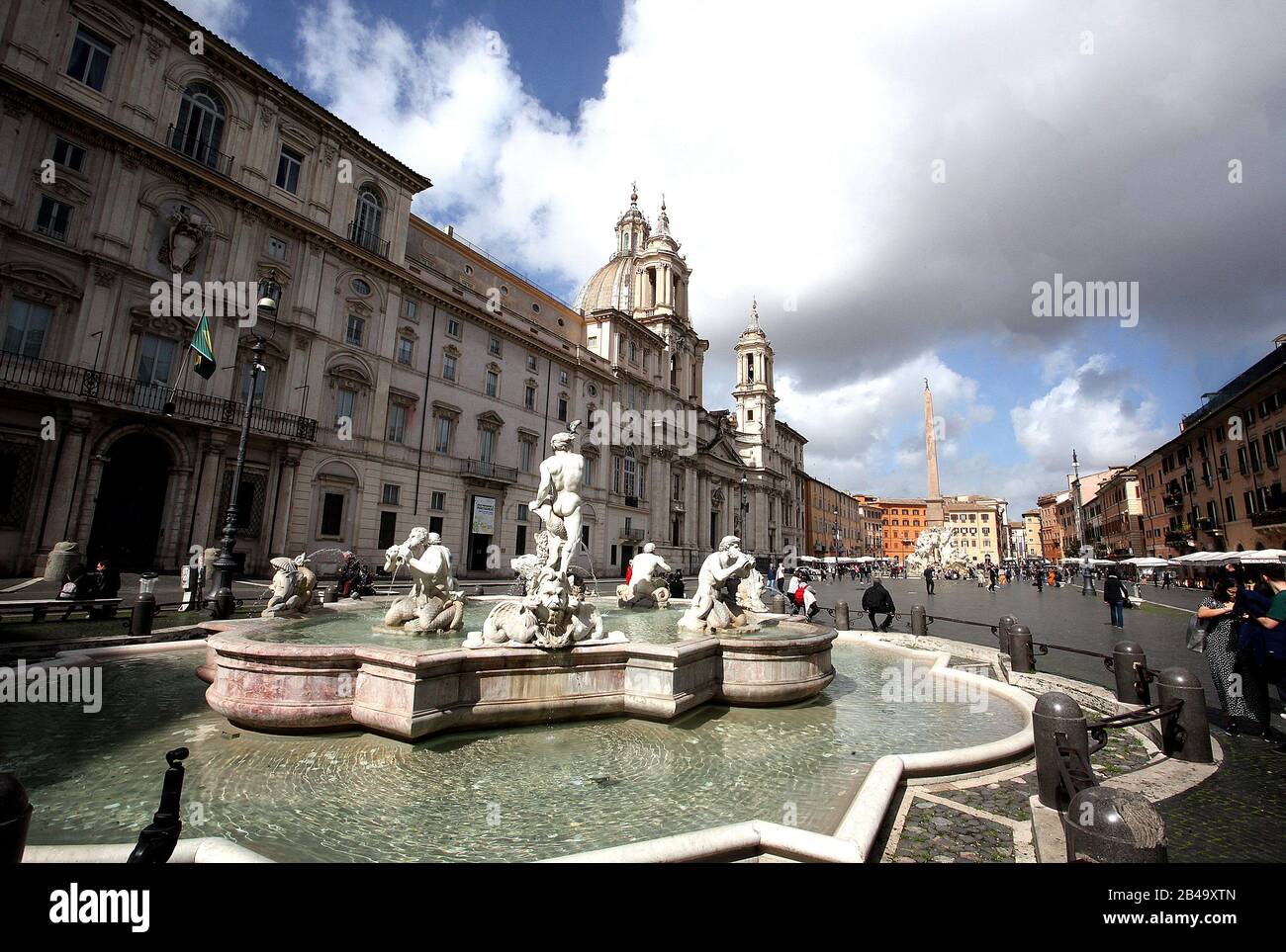 Rome, Piazza Navona empty due to the Coronavirus emergency. Pictured ...