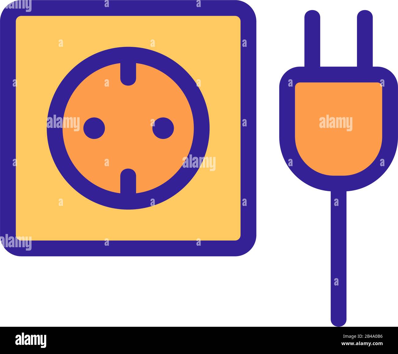 Electric socket connector icon vector. Isolated contour symbol ...