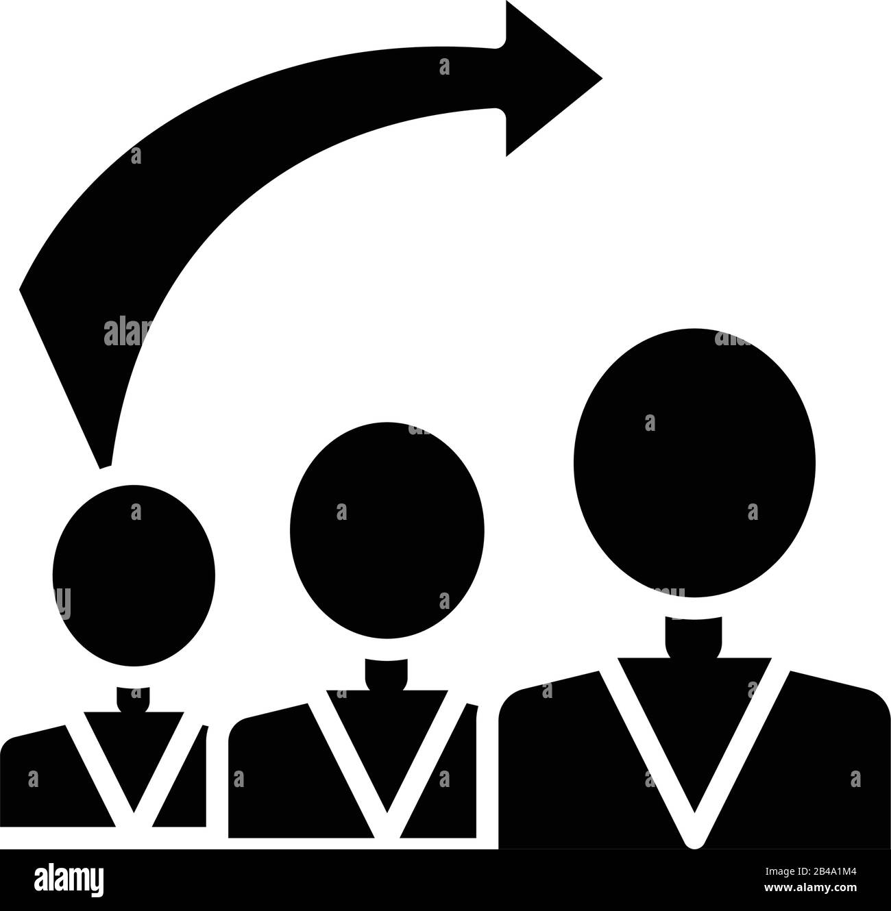 Staff growth black icon, concept illustration, vector flat symbol ...