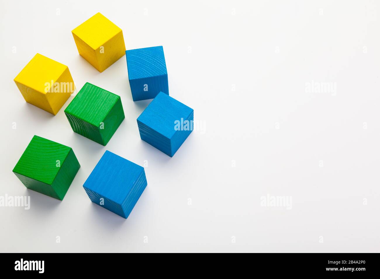 Colorful wooden building blocks isolated on white background Stock ...