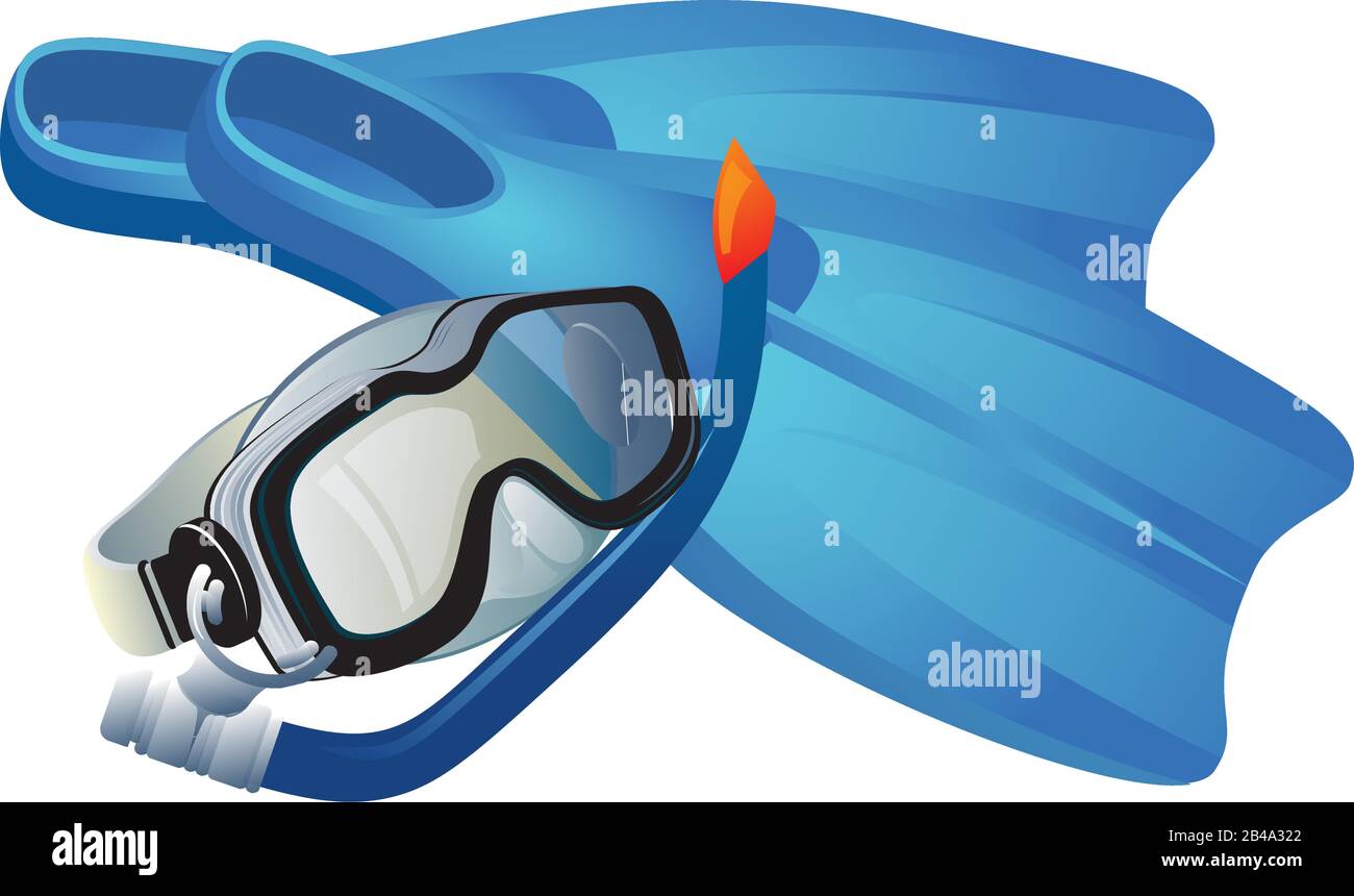 Illustration of fins with mask, with white background vector Stock ...