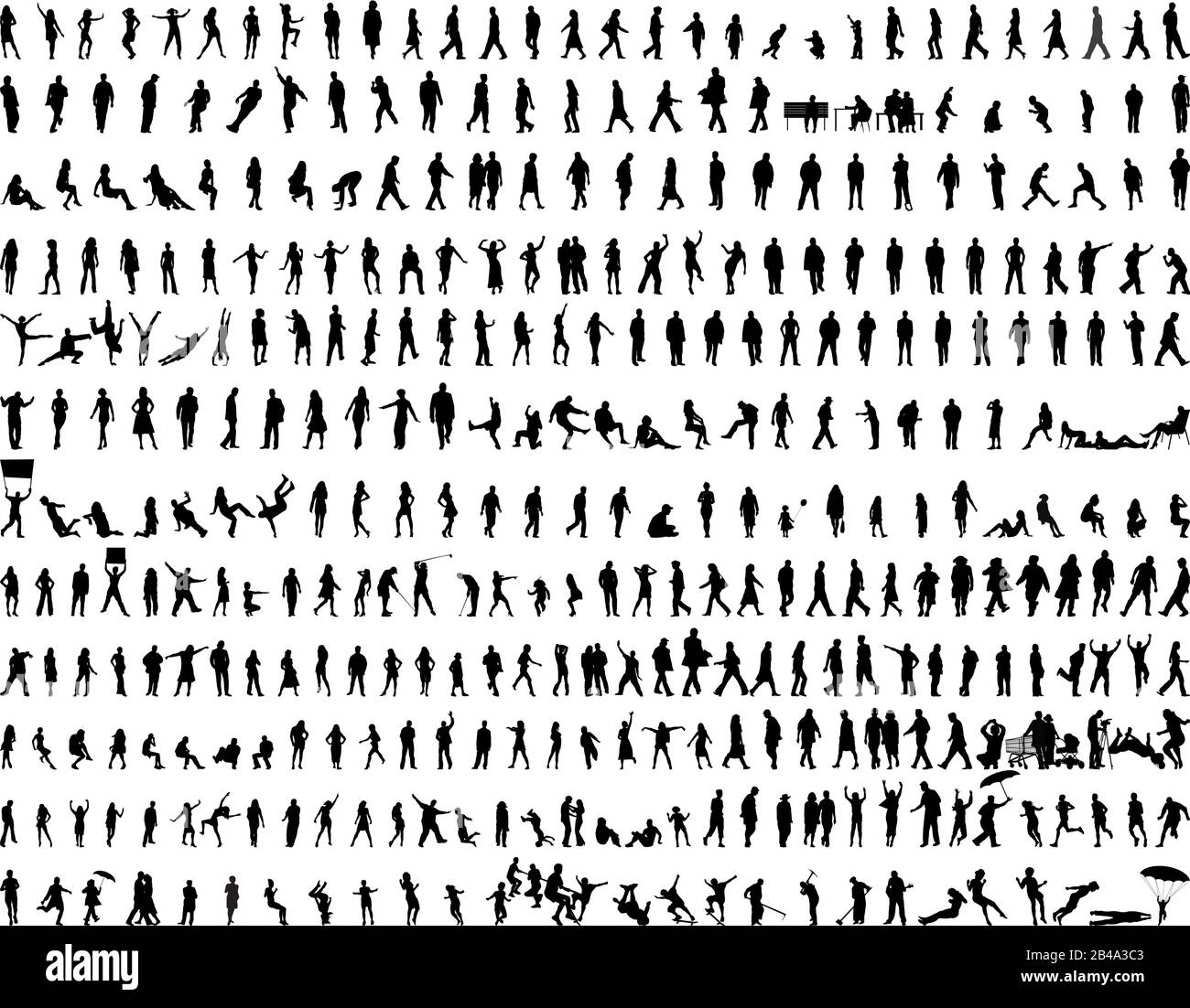 Illustration silhouette of man and woman in different positions, with ...