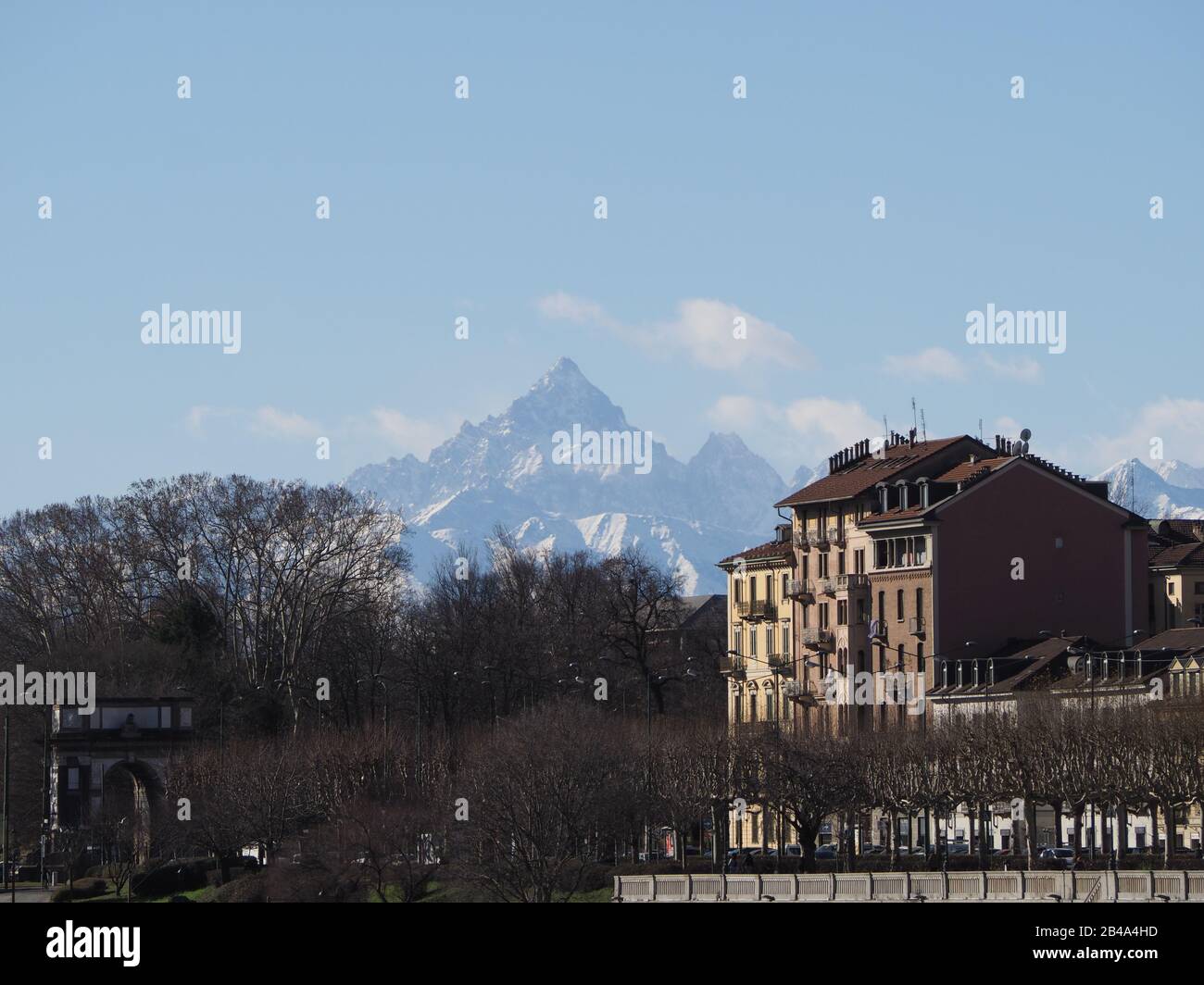 Monviso (aka Monte Viso) mountain part of the Alps range seen from the ...