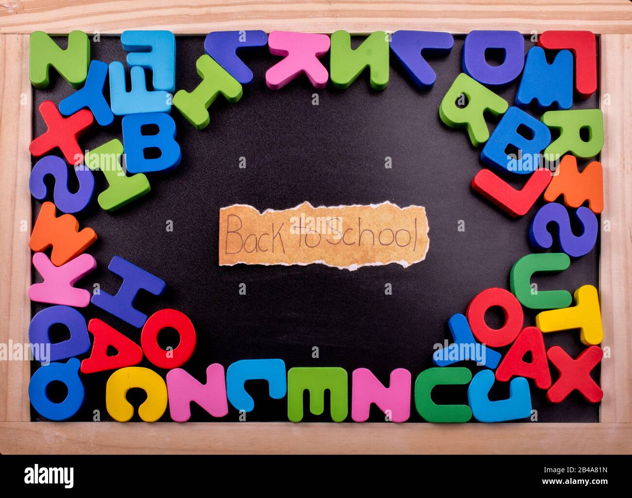 Back to school andColorful Letters of Alphabet made of wood Stock Photo ...