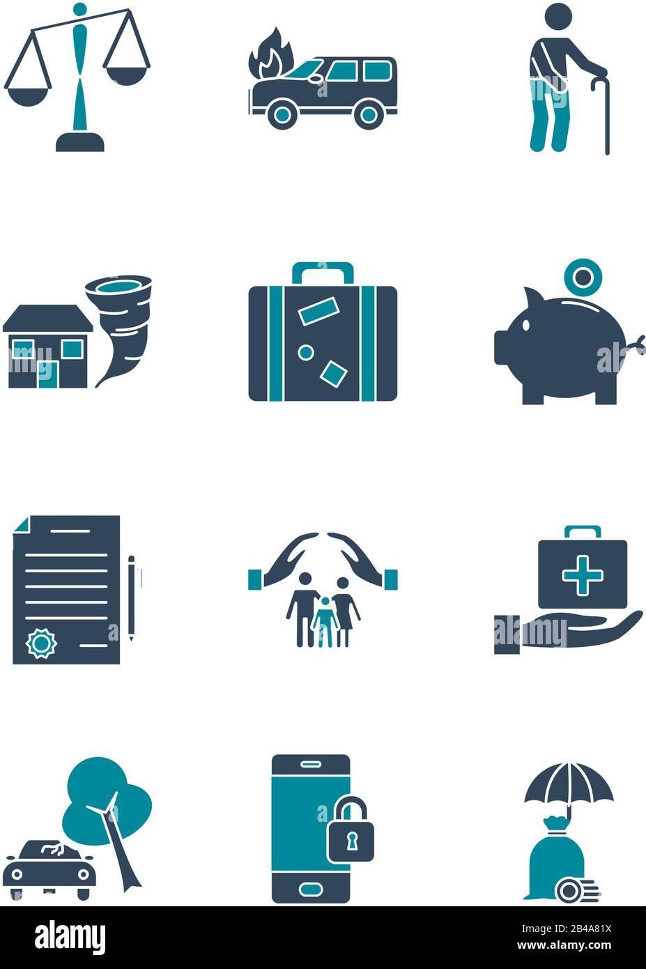 silhouette style icon set design, Insurance health care security ...