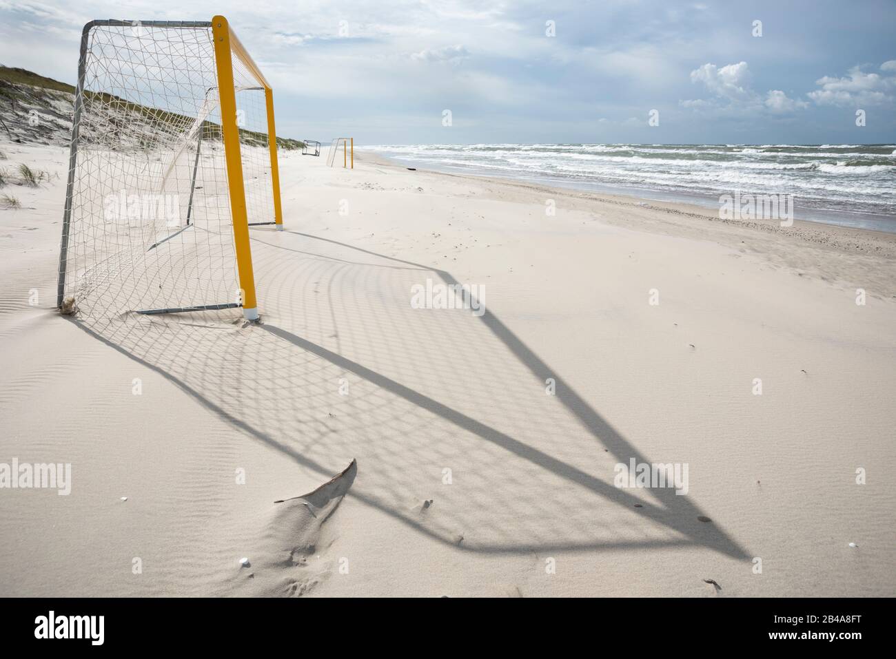 Football goal on beach, Baltic Sea Stock Photo - Alamy