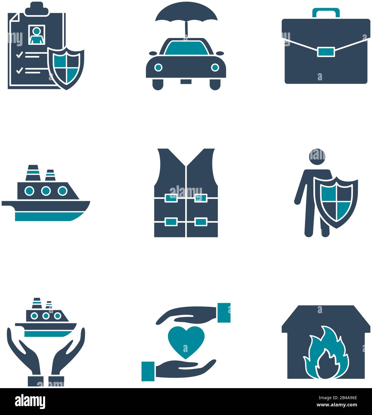 silhouette style icon set design, Insurance health care security ...