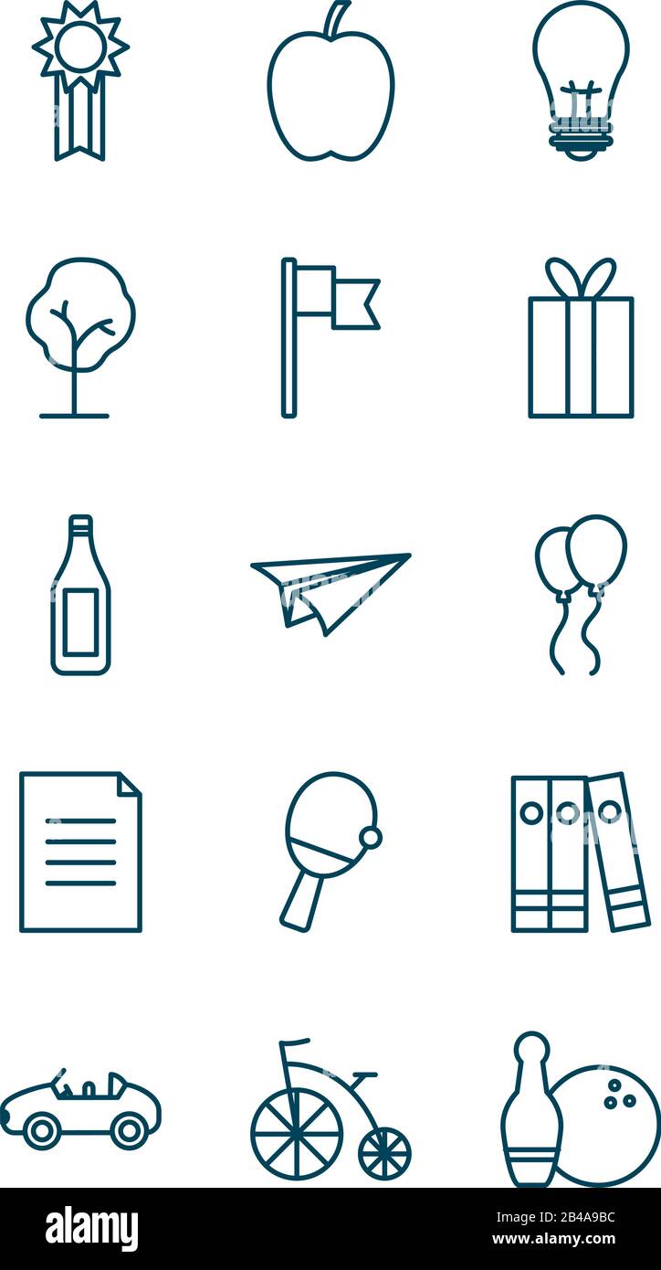 objects line style icon set design, Ornament art cute idea creative and ...