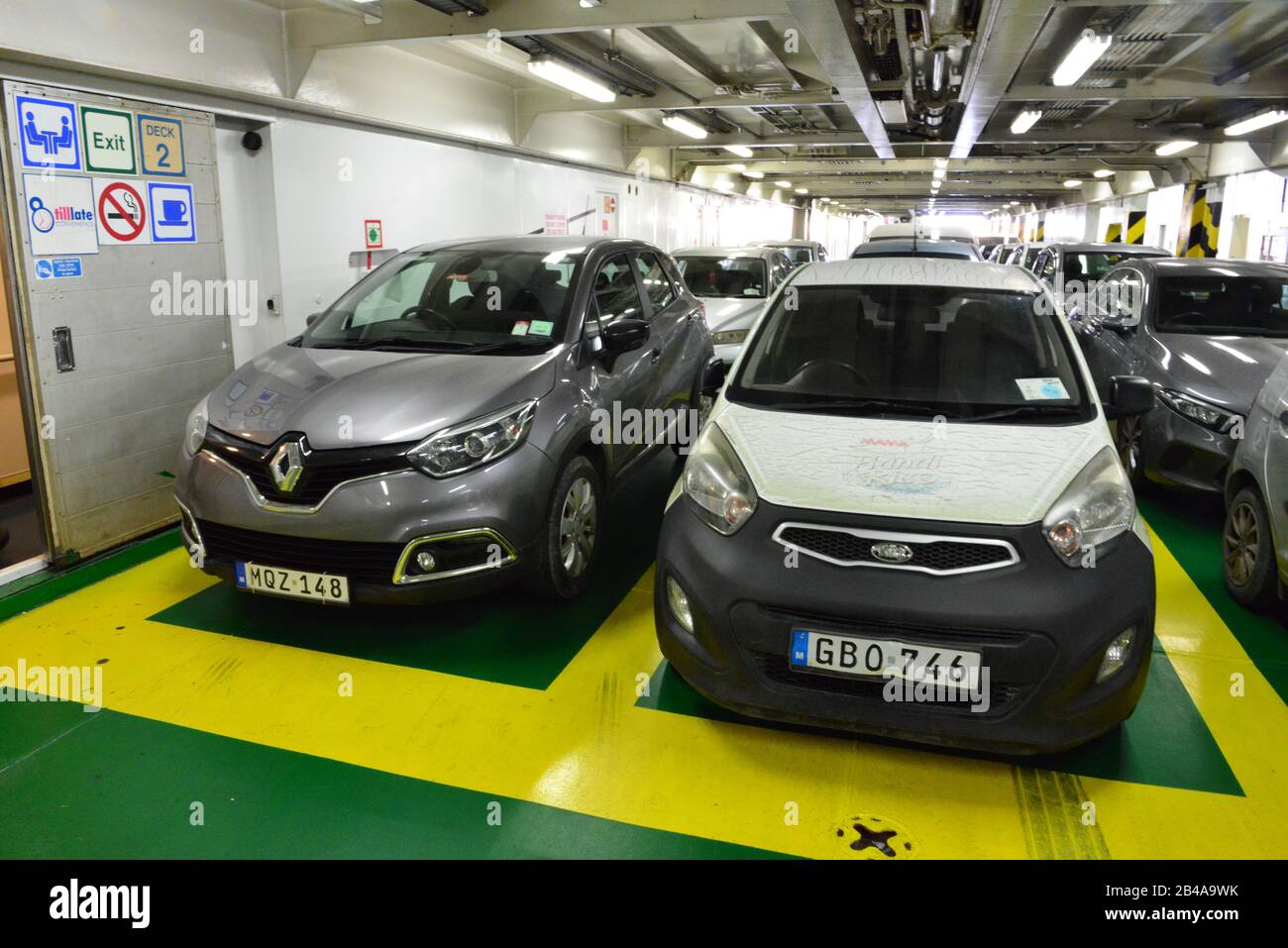 Inside of a car ferry Stock Photo - Alamy
