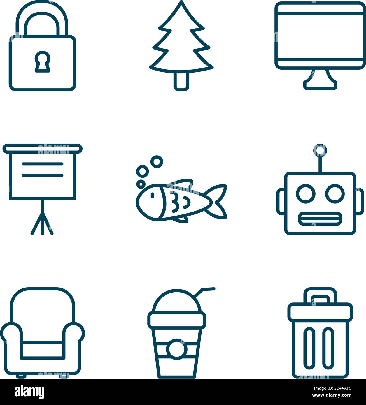 objects line style icon set design, Ornament art cute idea creative and ...