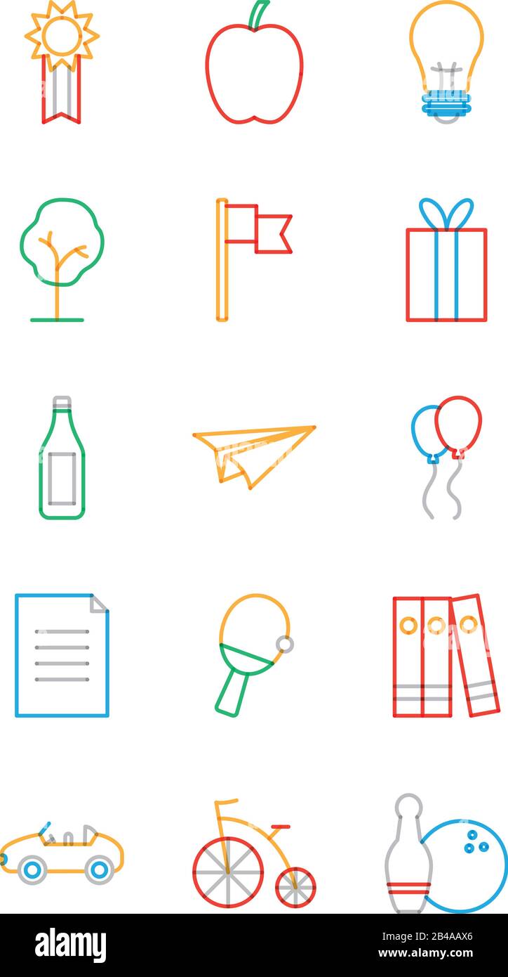 objects multiply line style icon set design, Ornament art cute idea ...